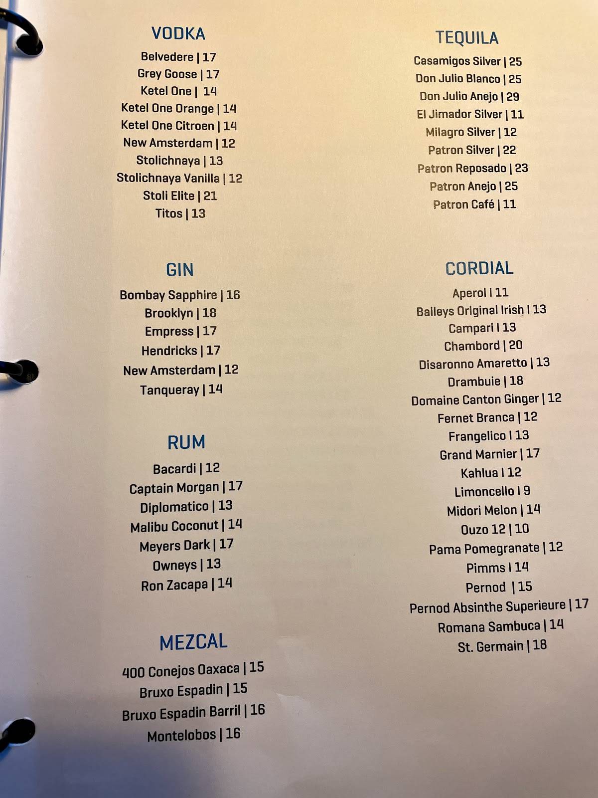 Menu at ONE Dine at One World Observatory restaurant, New York City