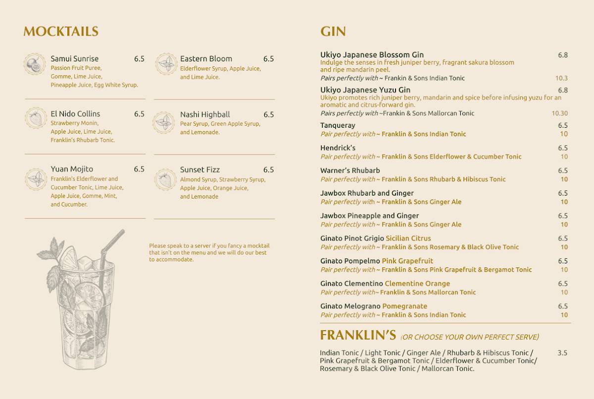 Menu at The Muddler restaurant, Newcastle upon Tyne
