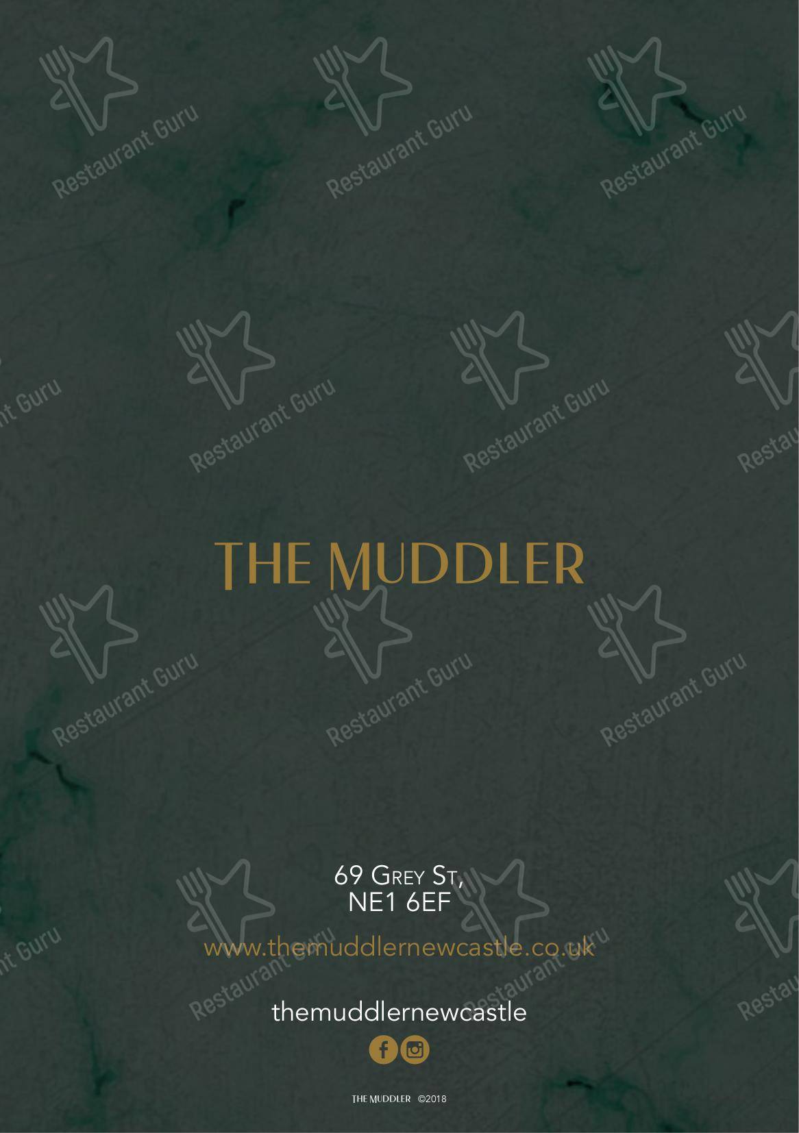 Menu at The Muddler restaurant, Newcastle upon Tyne