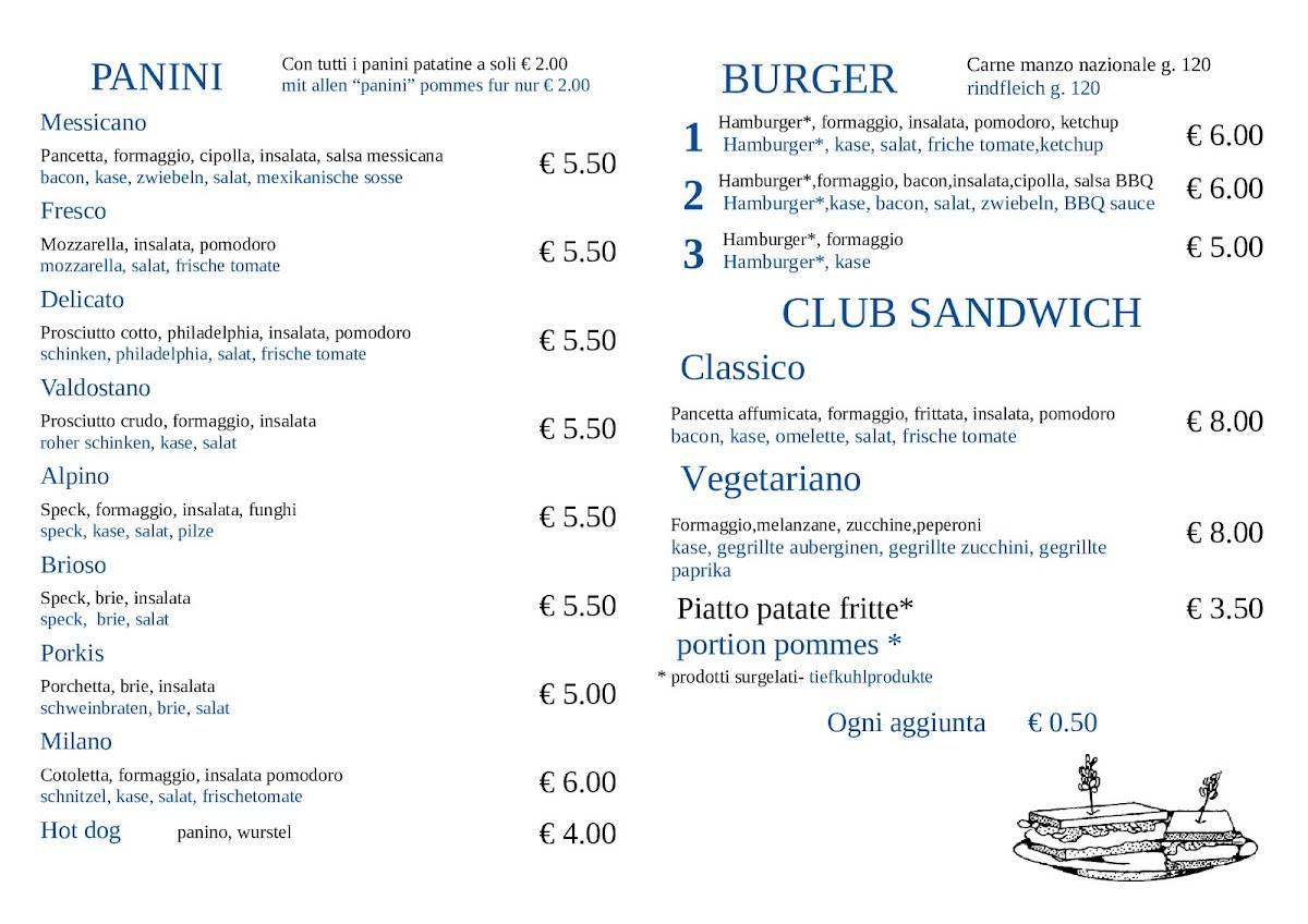 Speisekarte von Niky's Bar Caorle, Caorle