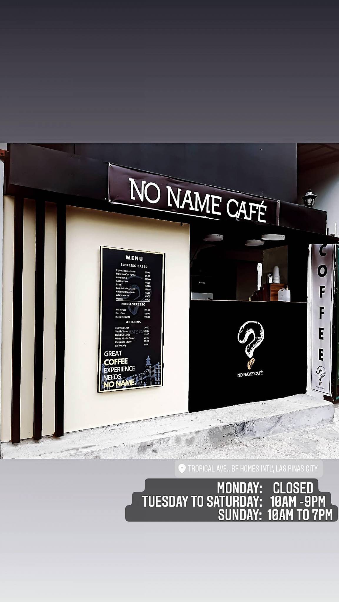 Carta de No Name Cafe, Muntinlupa