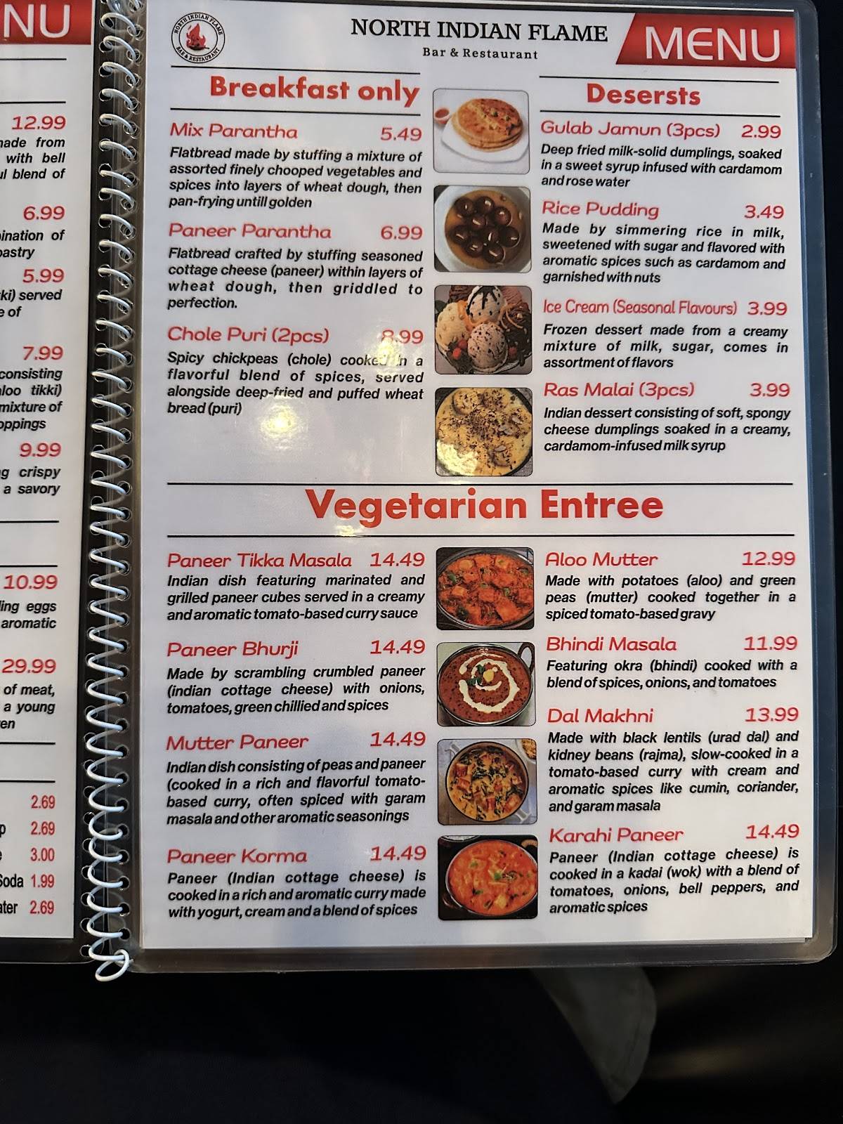 Menu at North Indian Flame Bar & Restaurant, Calhoun