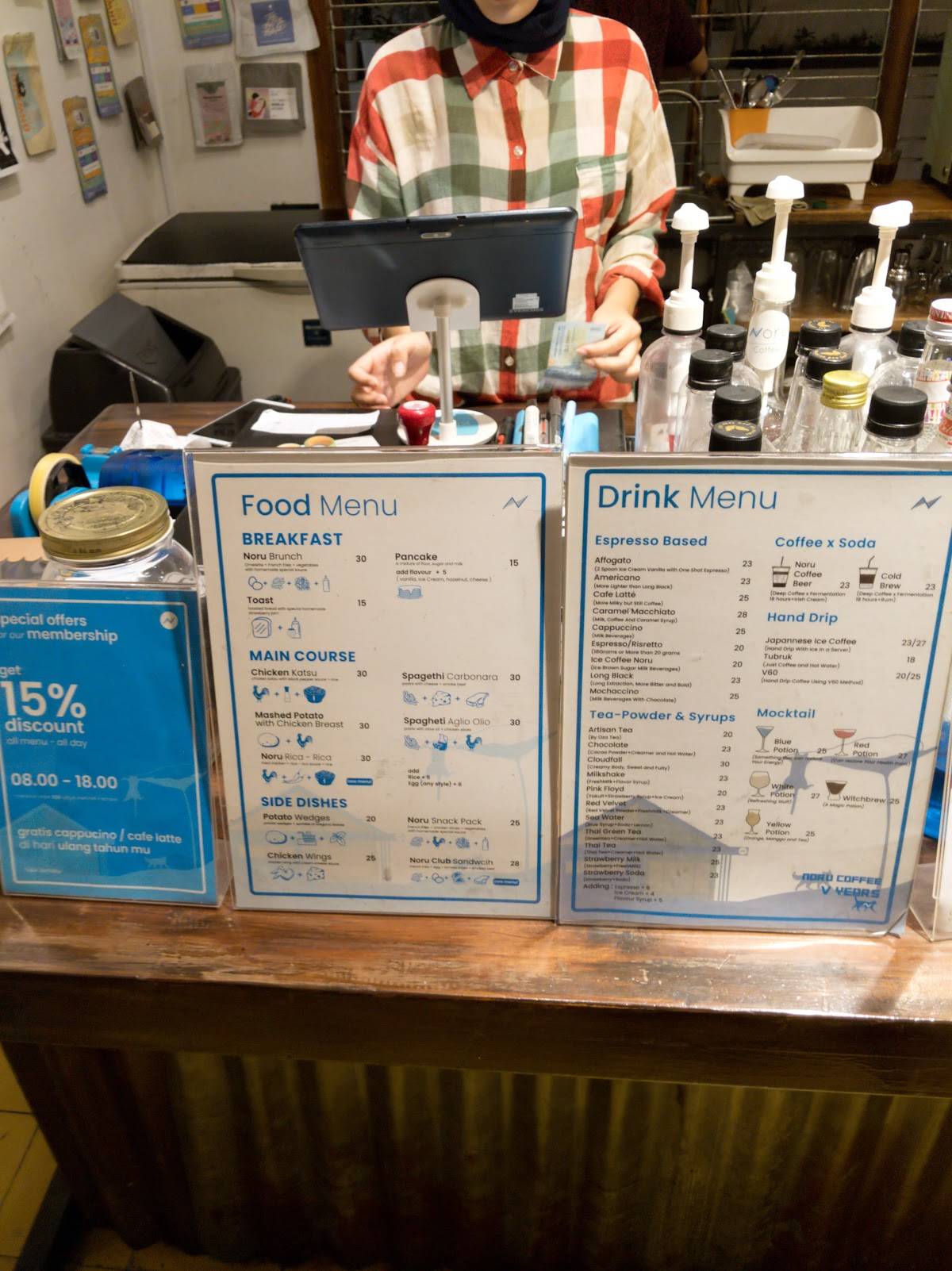 Menu at Noru Coffee, Bukittinggi