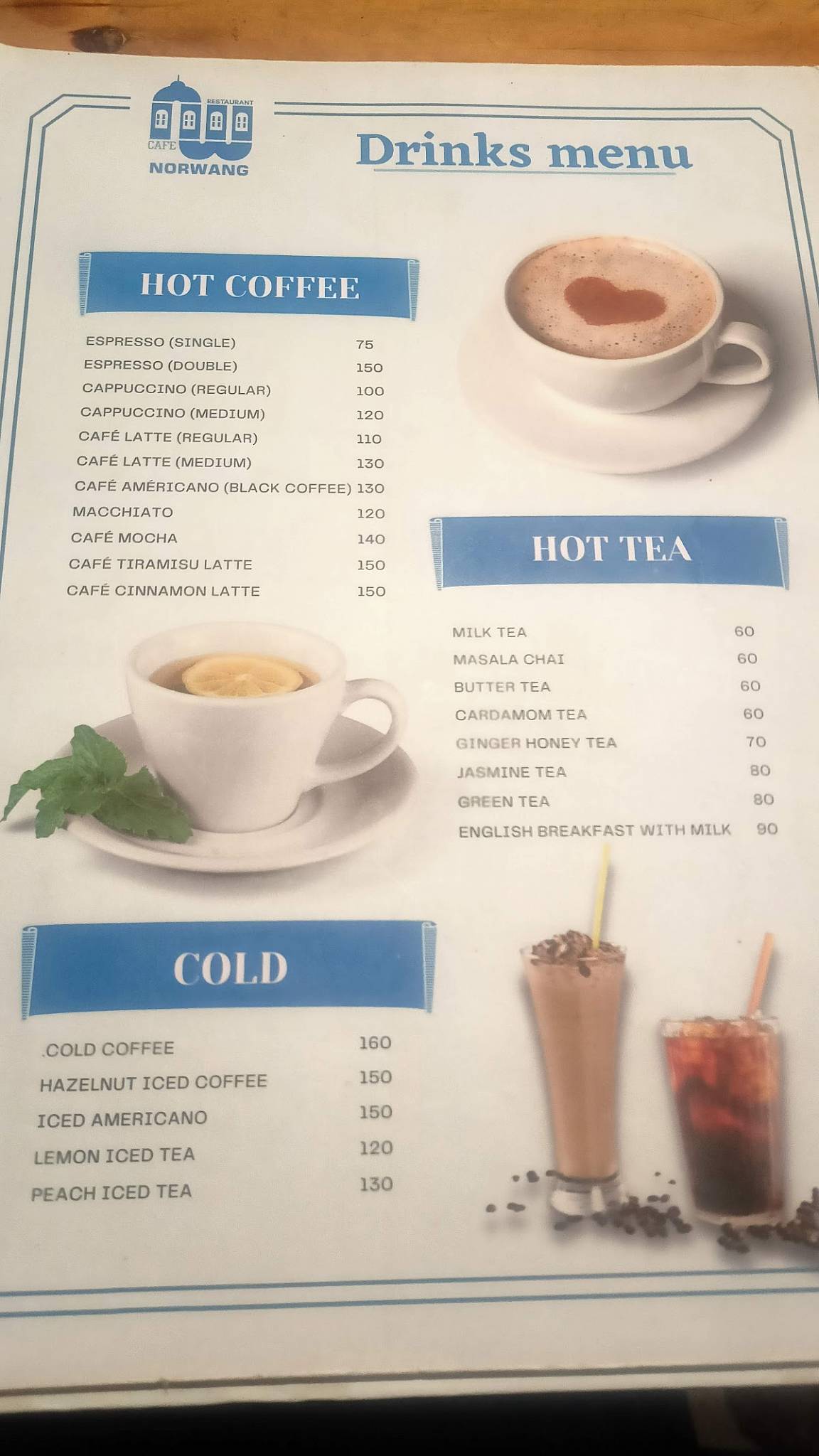 Menu at Norwang Cafe & Restaurant, New Delhi