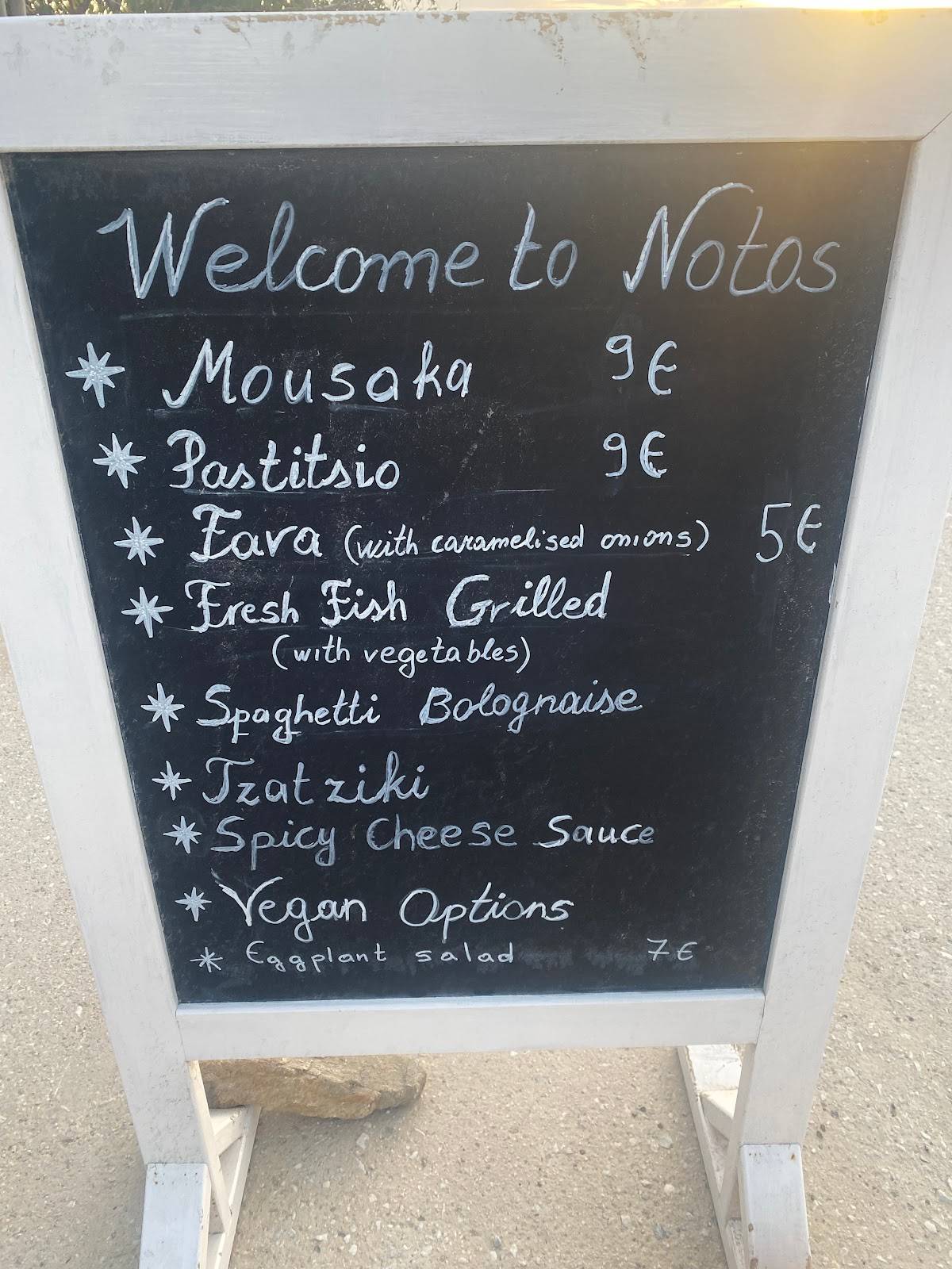 Menu at Notos, Naousa