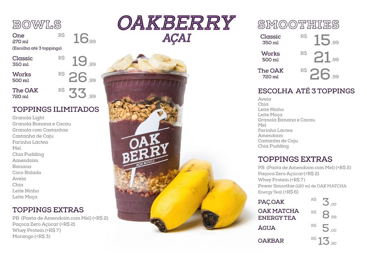 Menu em OAKBERRY AÇAÍ - SHOPPING VALE DO AÇO restaurante, Ipatinga