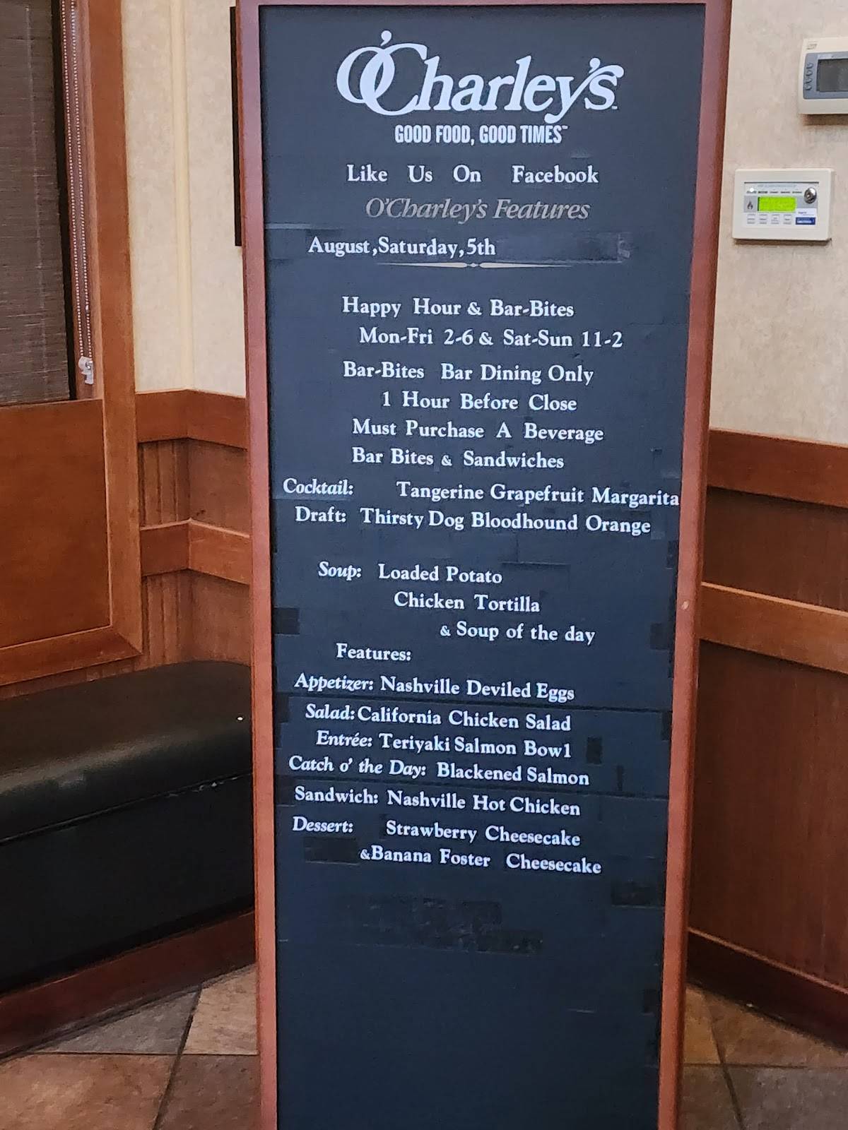 Menu at O'Charley's Restaurant & Bar, Cuyahoga Falls