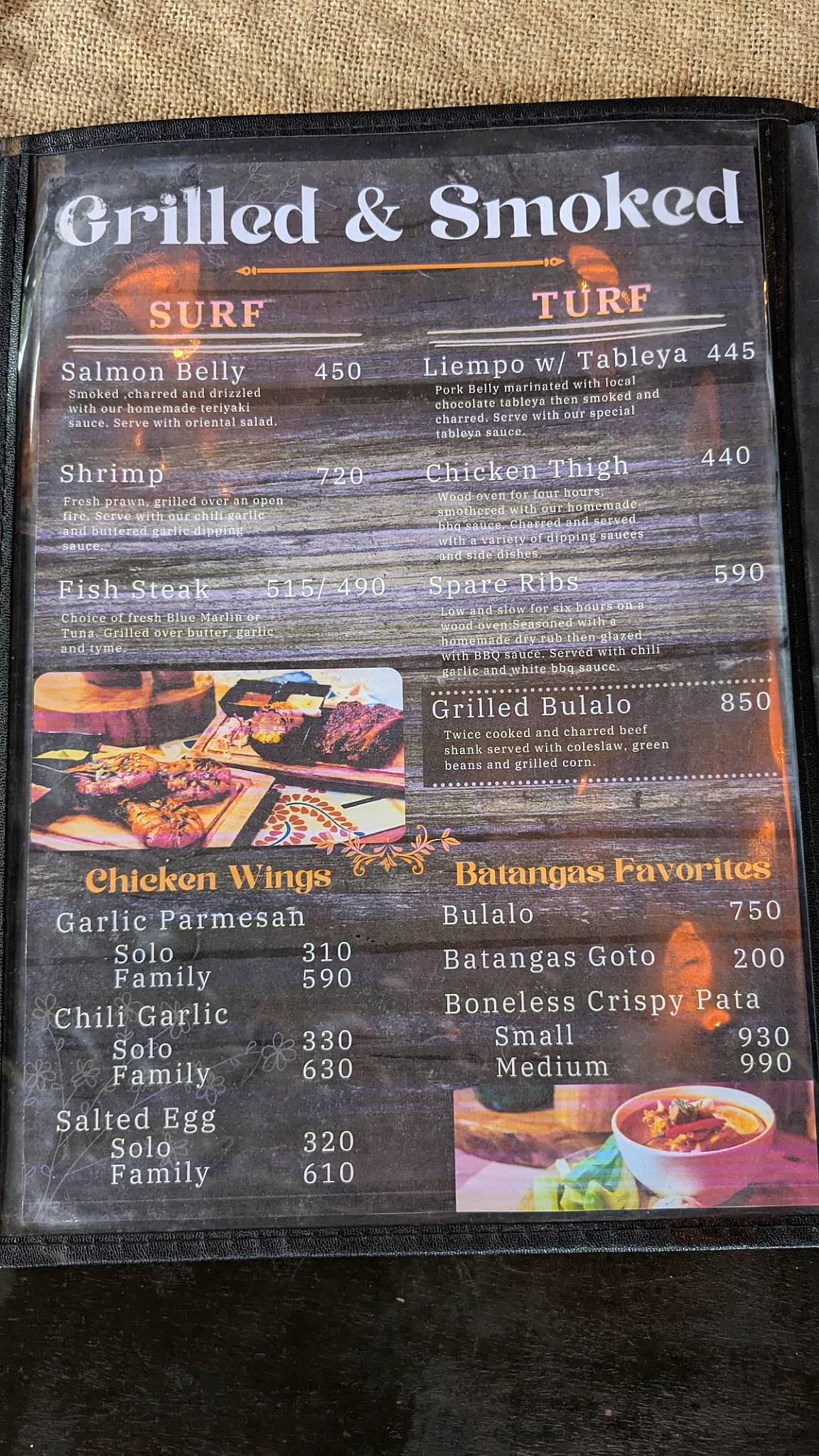 Menu at OMG! Olvida & Myra's Grill pub & bar, Mabini
