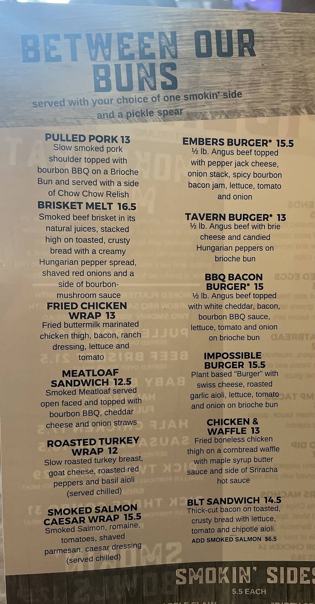Menu at Oak and Embers Tavern Hudson pub & bar, Hudson