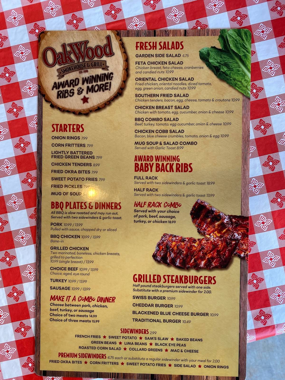 Menu at Oakwood Smokehouse & Grill BBQ, Eustis