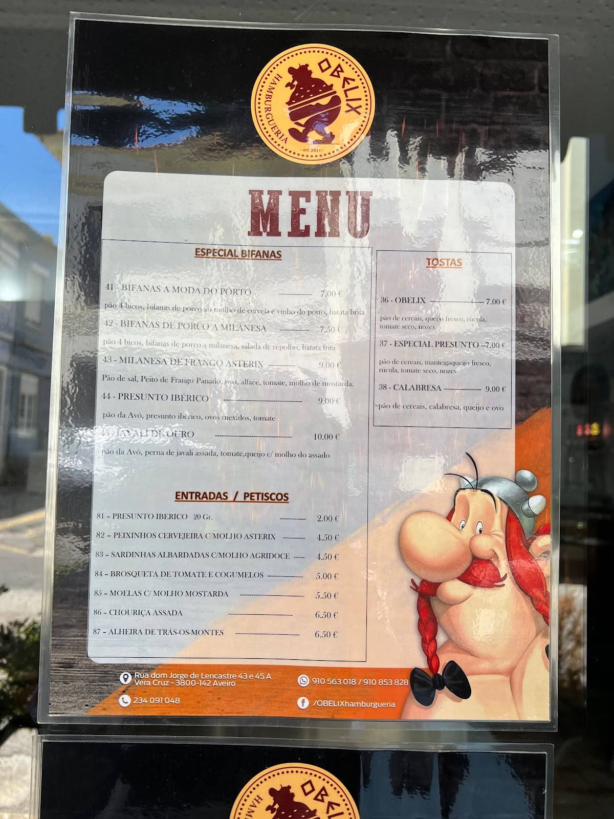 Menu em Obelix Hamburgueria restaurante, Aveiro