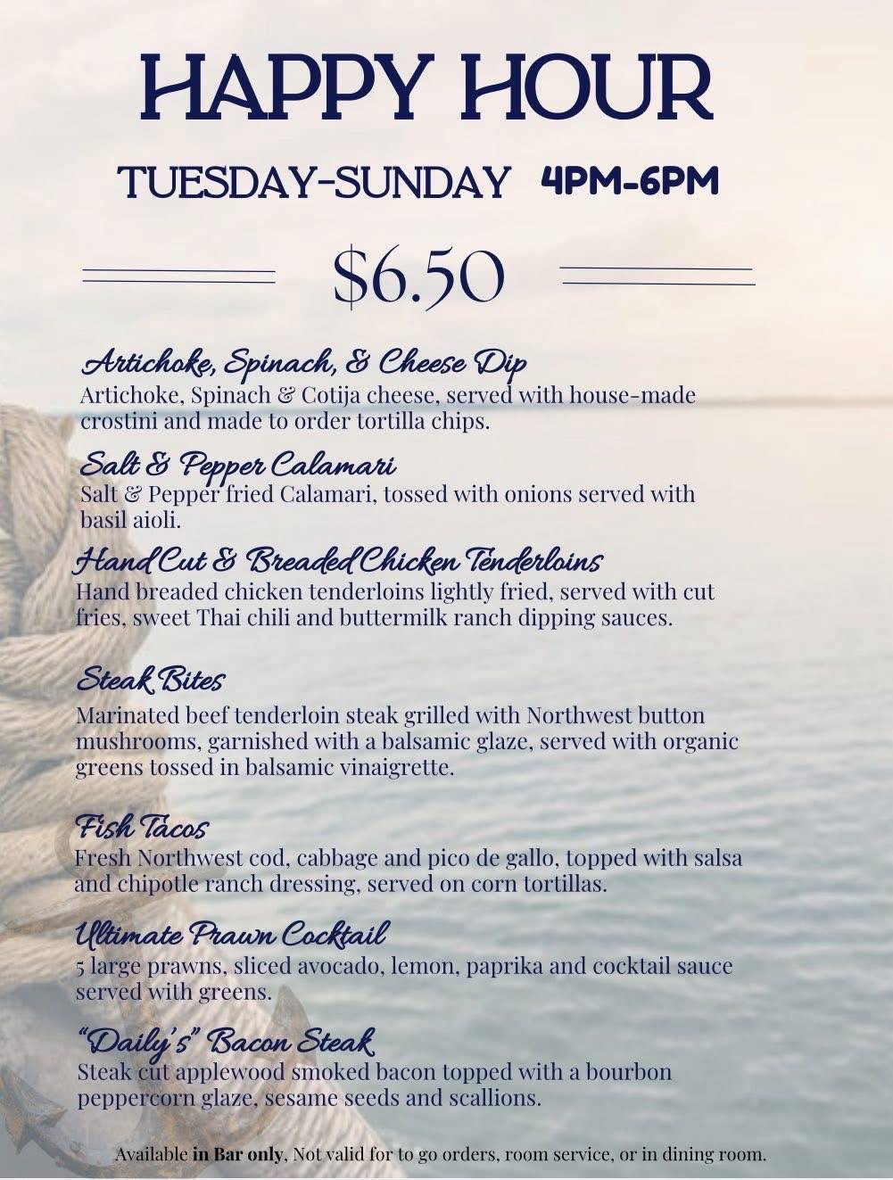 Menu at Rusty Anchor Grill and Pub, Ocean Shores