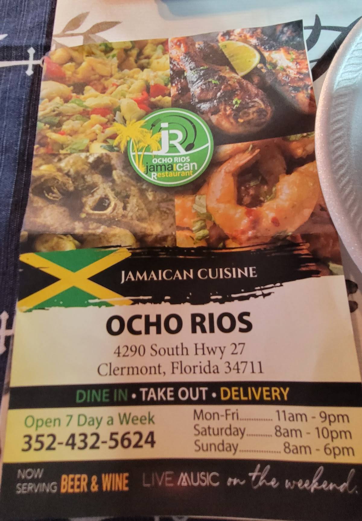 Menu at Ocho Rios Jamaican Restaurant, Clermont