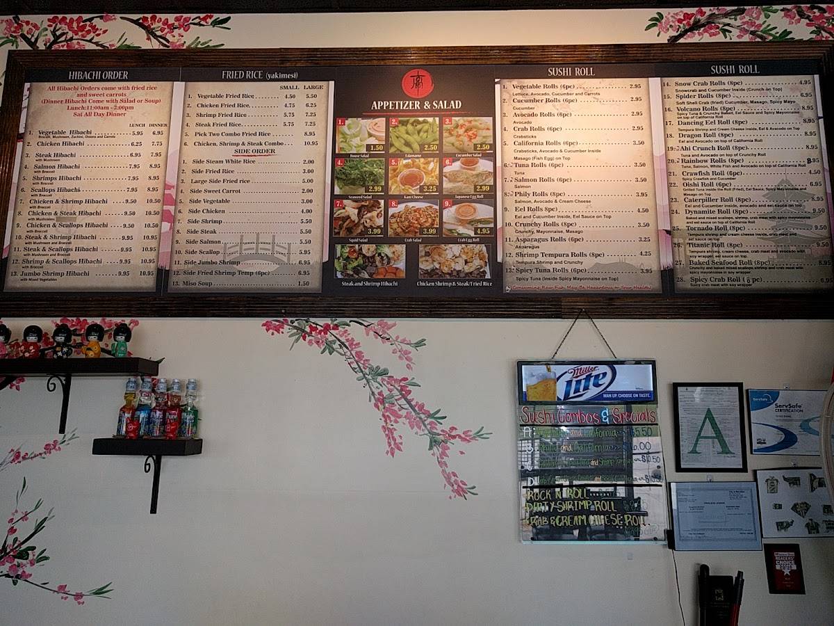 Menu at Oishi Japanese Express restaurant, Meridian