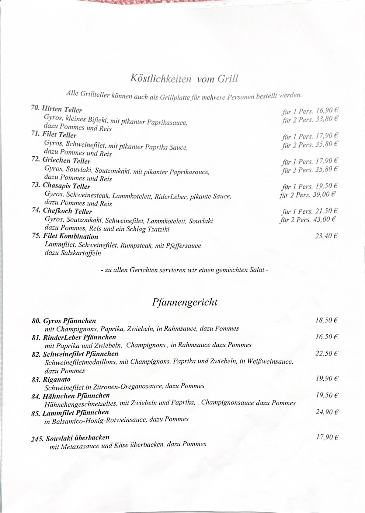 Speisekarte von Ola Kalá restaurant, Bochum