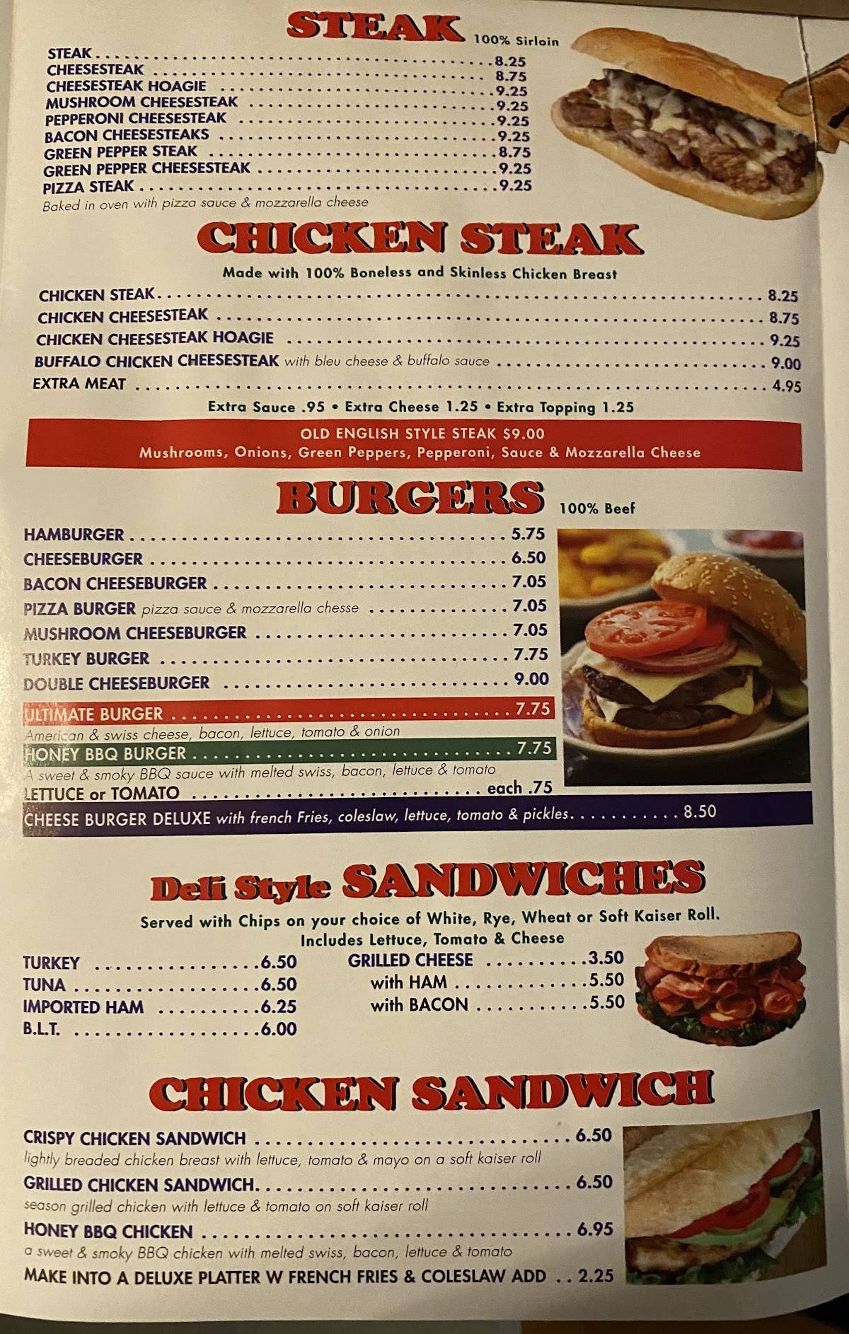 Menu at Old English Pizza pizzeria, Philadelphia, Orthodox St