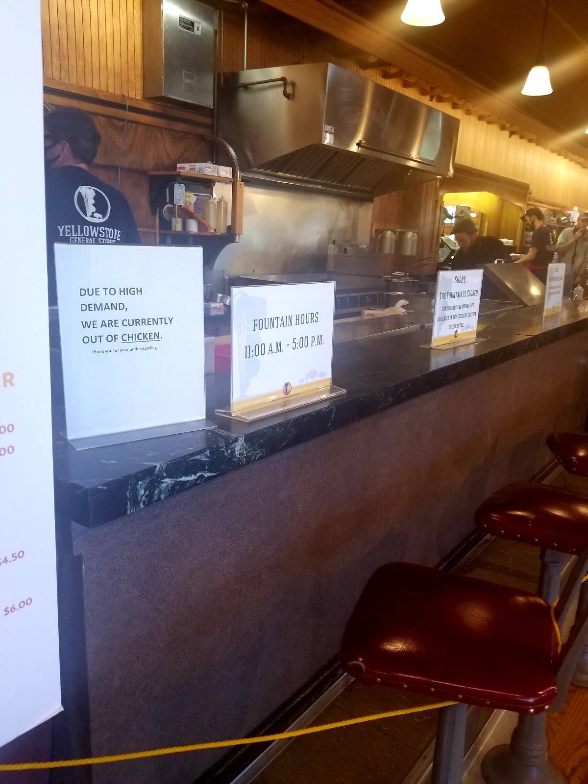 Menu at Old Faithful General Store Grill restaurant, USA