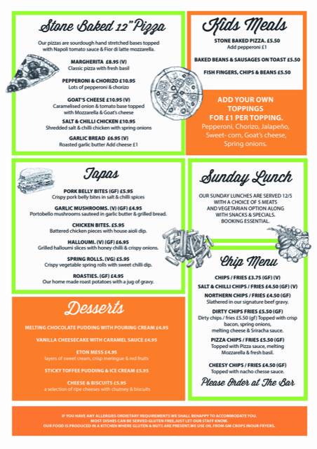 Menu at Old Fat Ox Holywell pub & bar, Whitley Bay