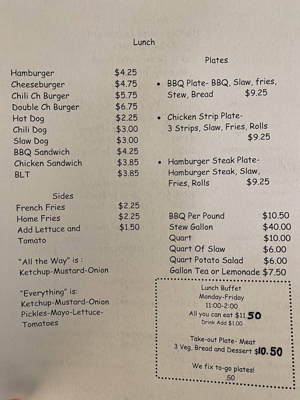 Menu at Old House Restaurant, Statham