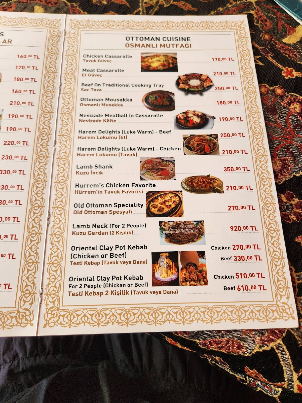 Menu at Old Ottoman Cafe & Restaurant, Istanbul, Cağaloğlu Hamamı Sk ...