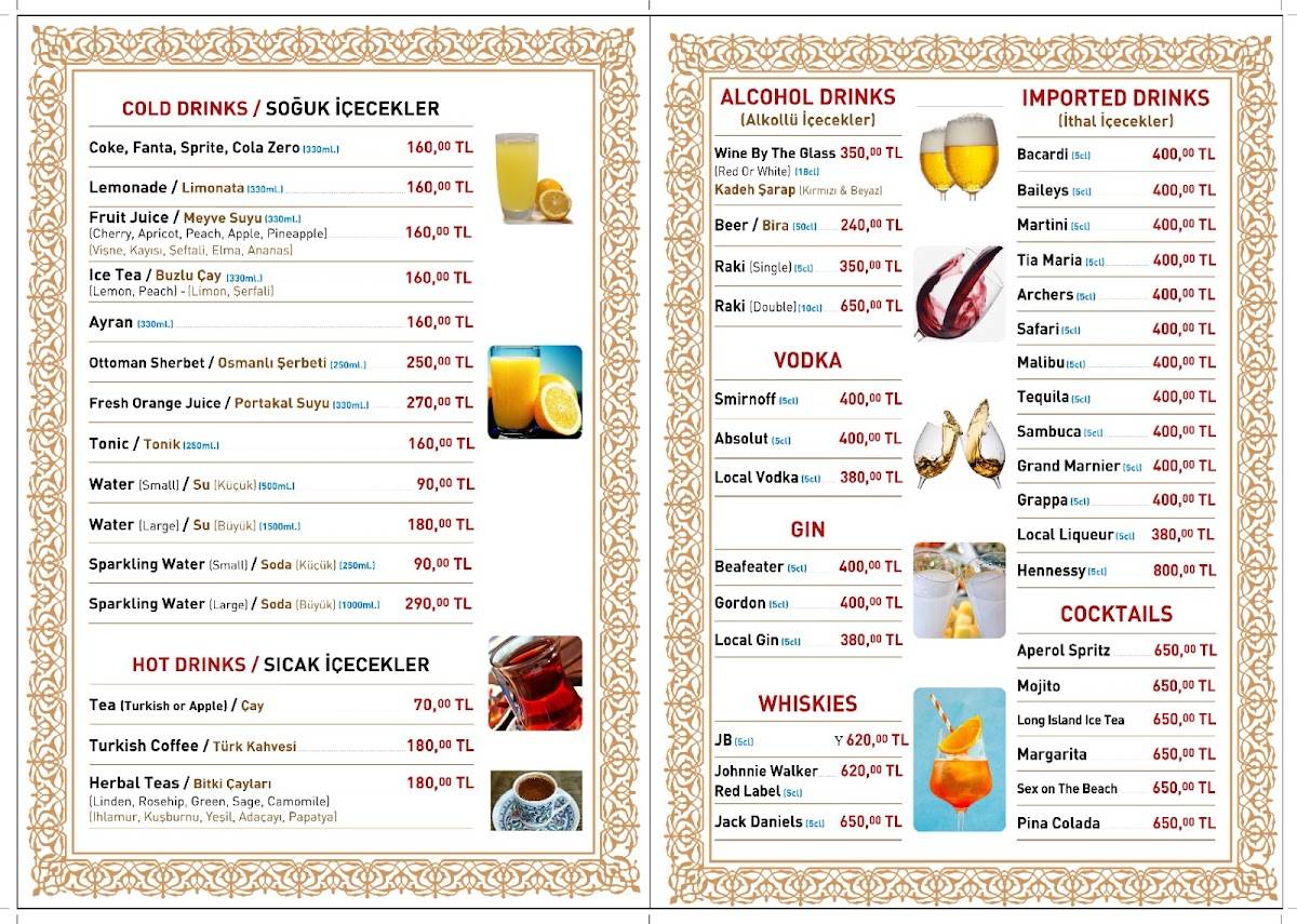 Menu at Old Ottoman Cafe & Restaurant, Istanbul, Cağaloğlu Hamamı Sk ...