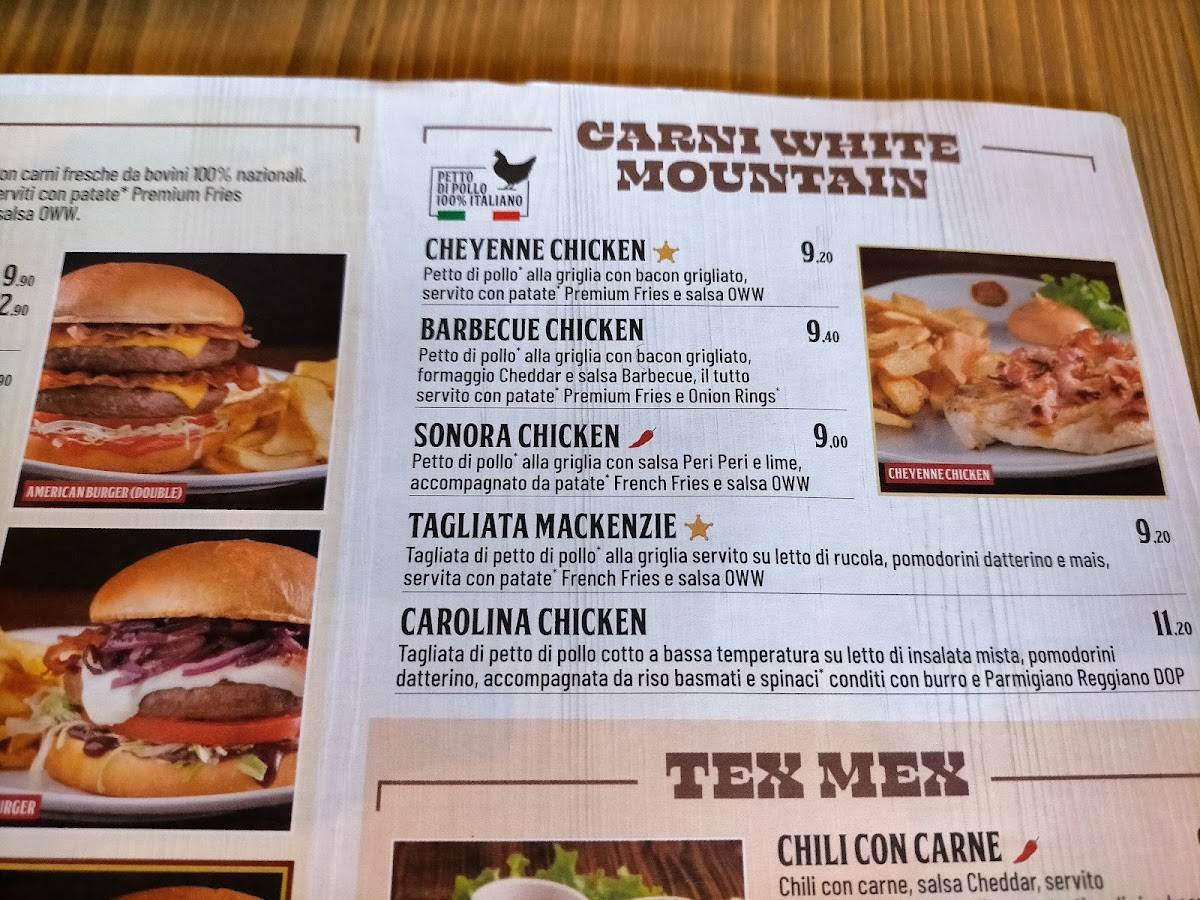 Carta del pub y bar Old Wild West, Gerenzano