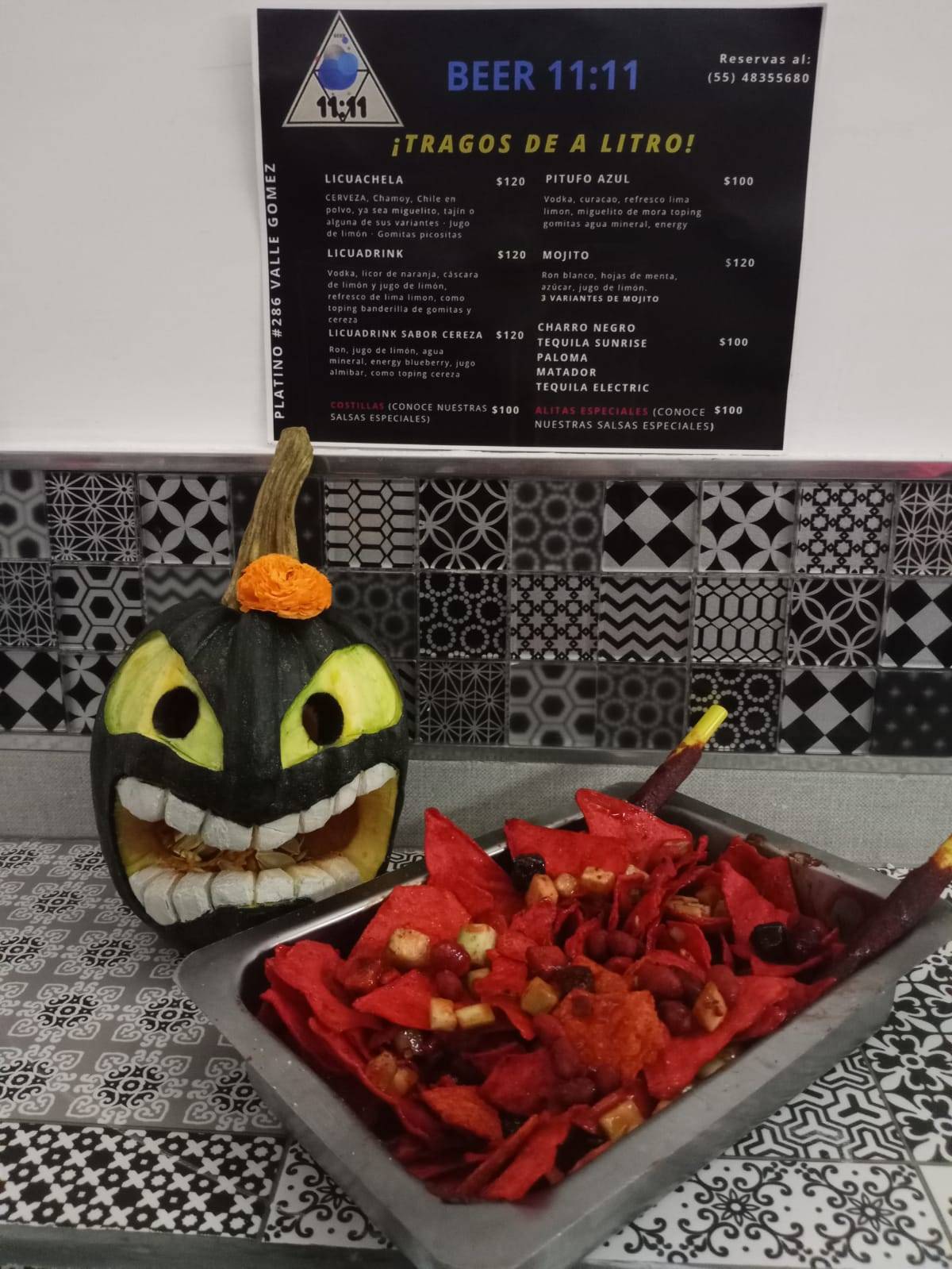 Menu at Once Once pub & bar, Mexico City