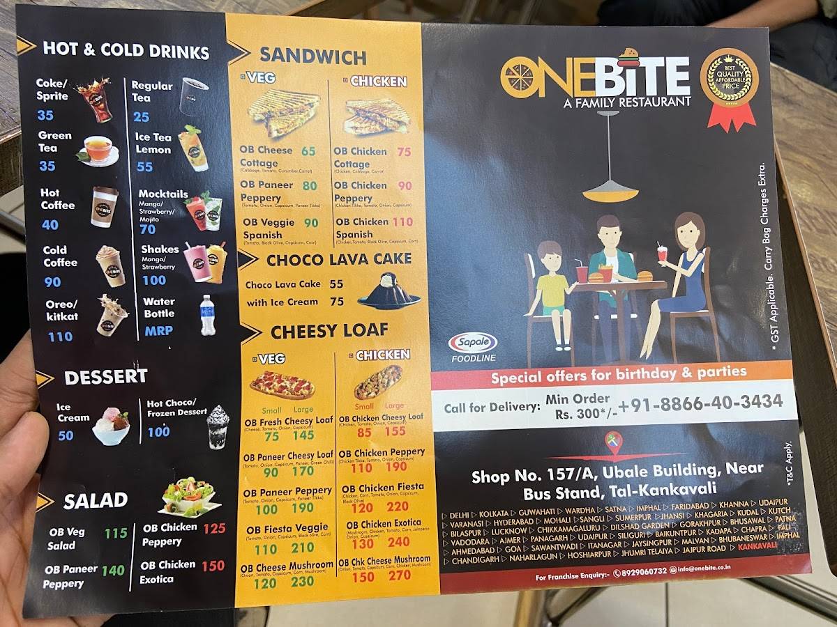 Menu at One Bite Kankavli, Kankavali