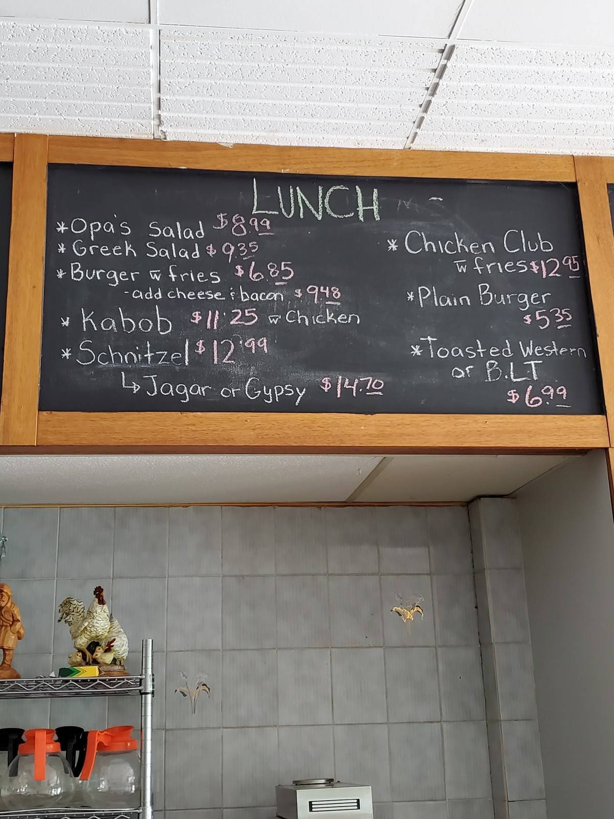 Menu at Opa & Oma's Diner restaurant, St. Catharines