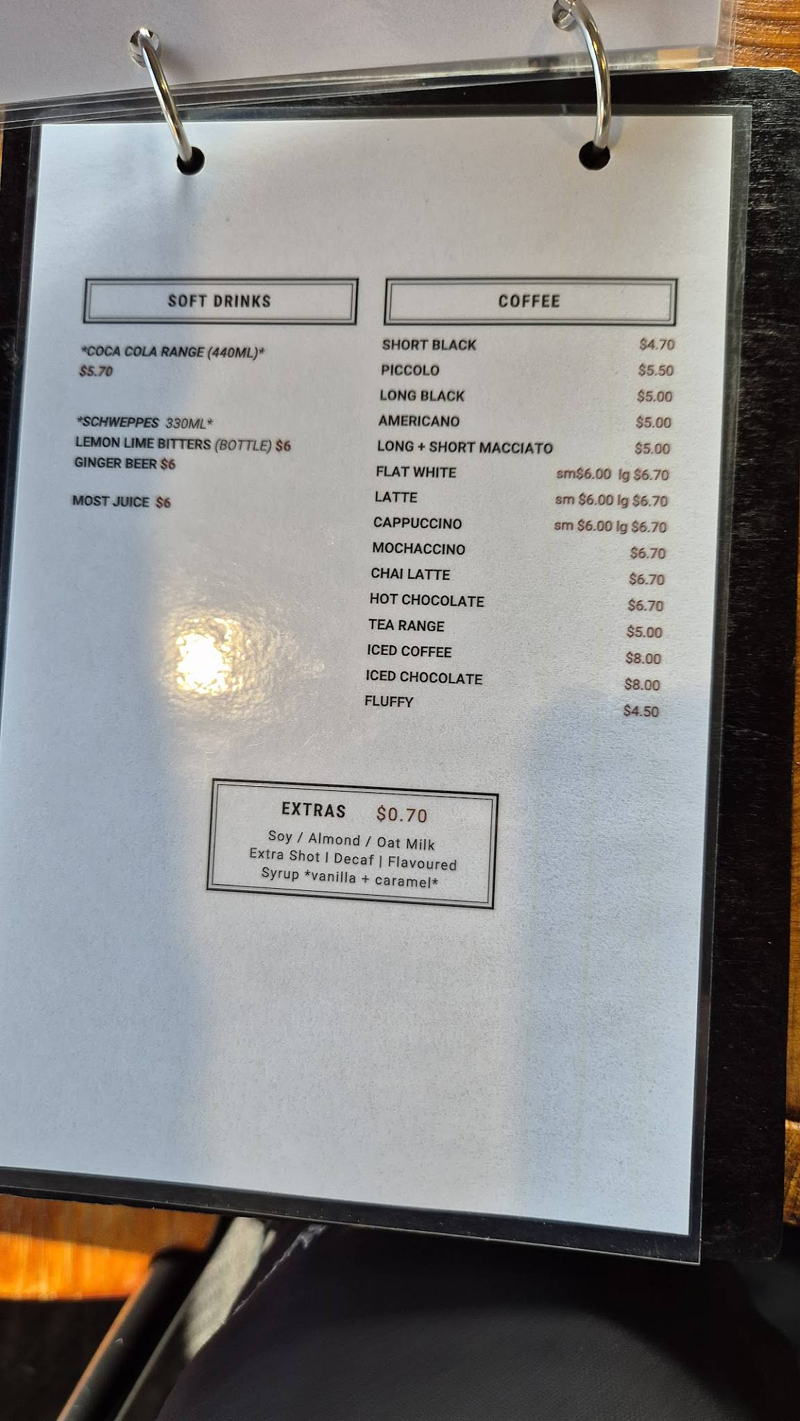Menu at Opuke Kai Restaurant, New Zealand
