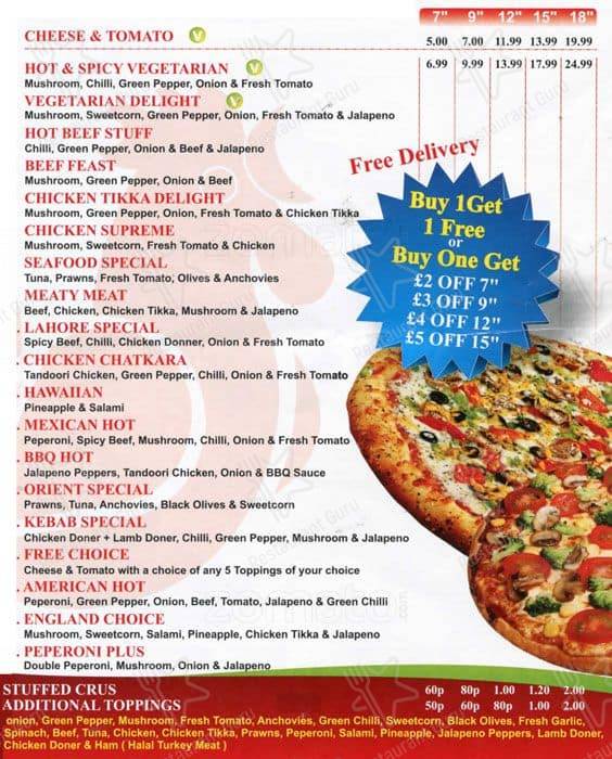 Menu at Orient Chicken & Pizza pizzeria, London, 128 High Rd. Leyton