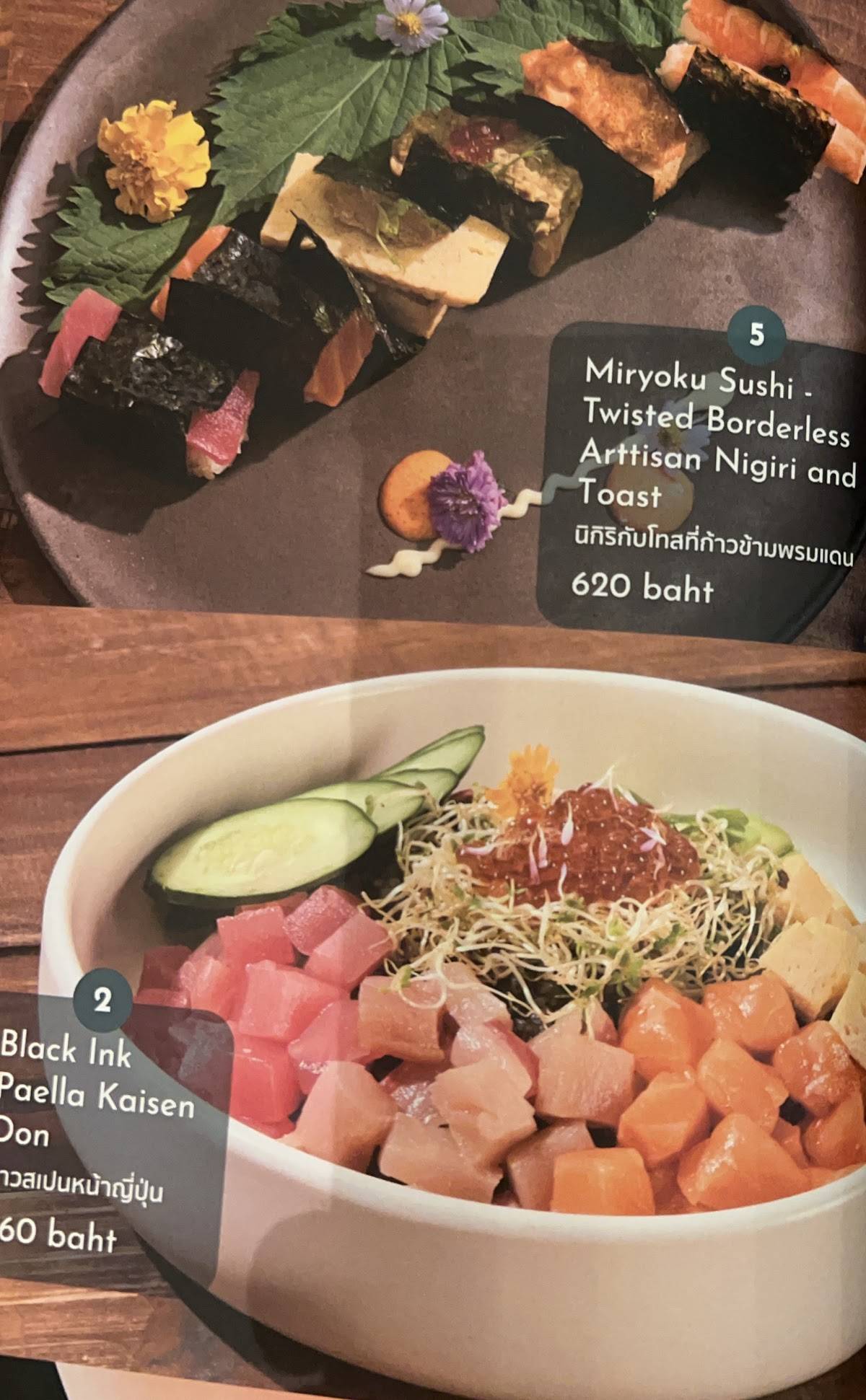 Carta de Origami Restaurant Sukhumvit 24 Borderless Cuisine, Bangkok