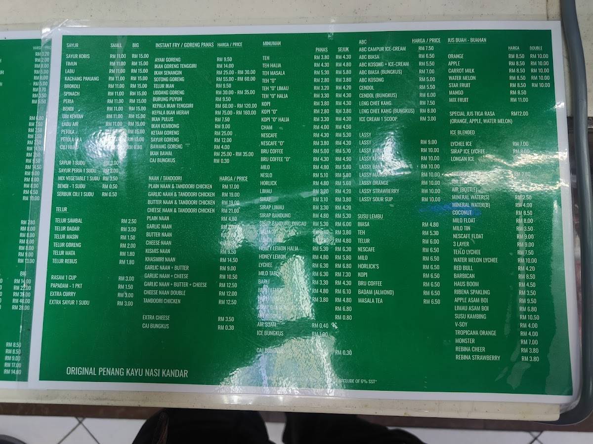 Menu at Original Penang Kayu Nasi Kandar- SS2 restaurant, Petaling Jaya, 64