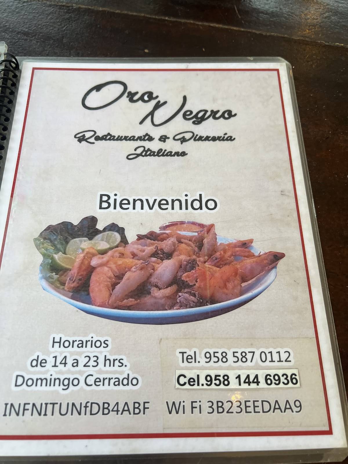 Menu at Oro Negro restaurant, La Crucecita