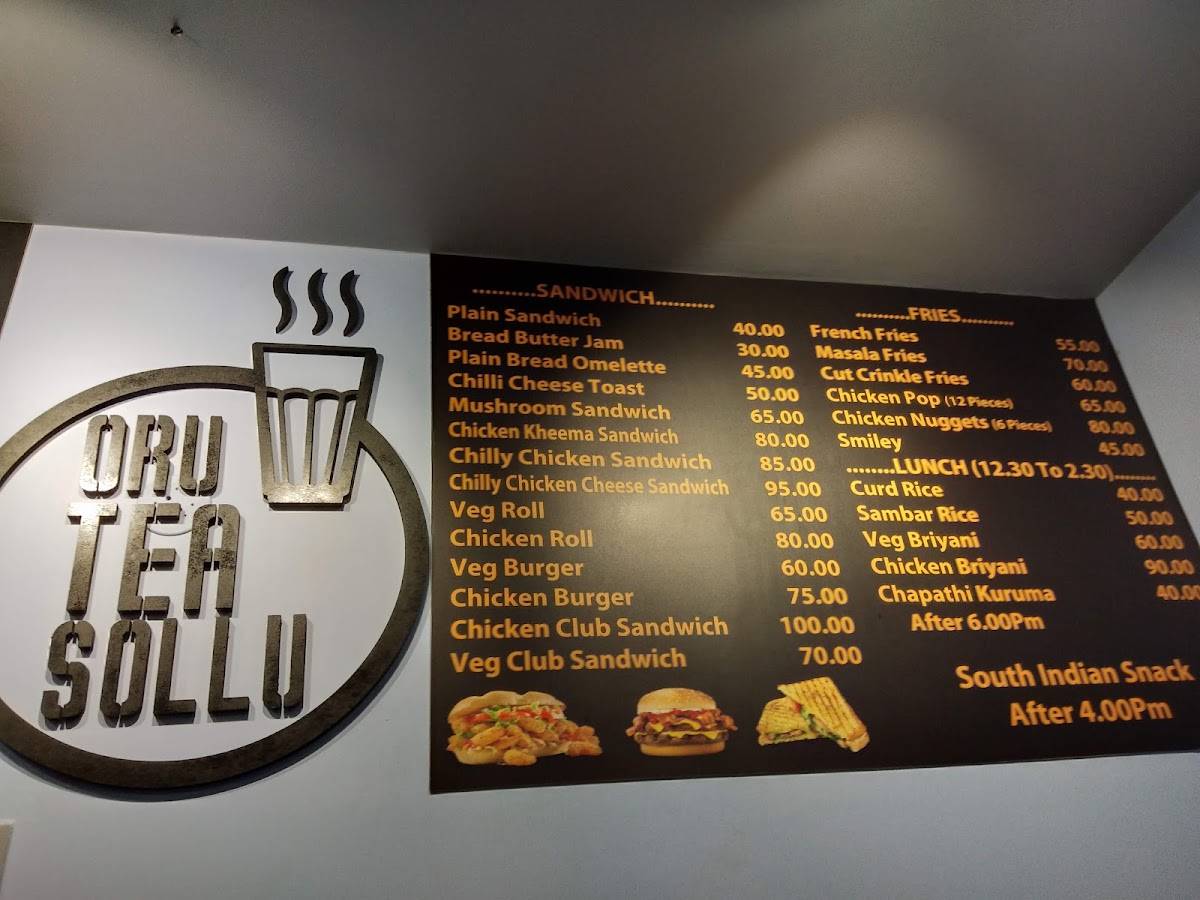 Menu at Oru Tea Sollu, Chennai