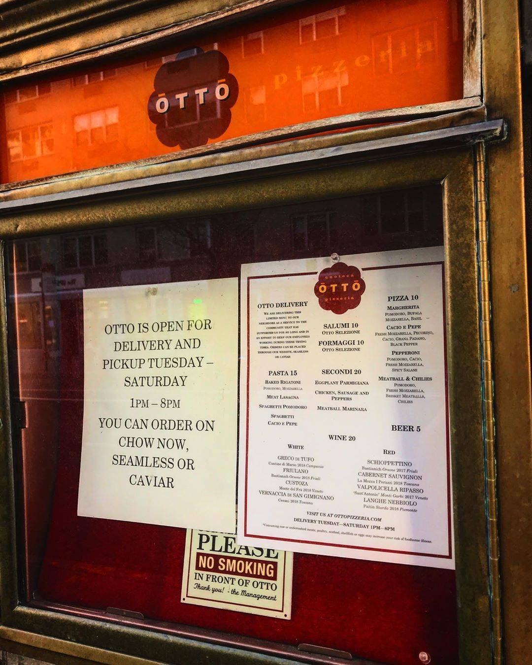 Menu at Otto Enoteca Pizzeria, New York City