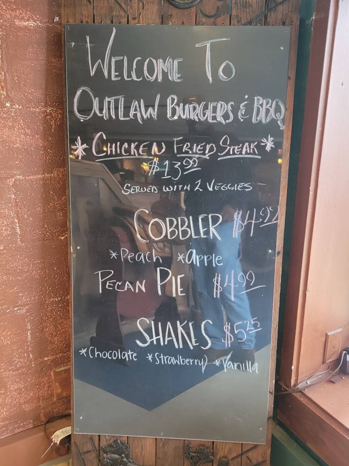 Menu at Outlaw Burgers & BBQ, Justin