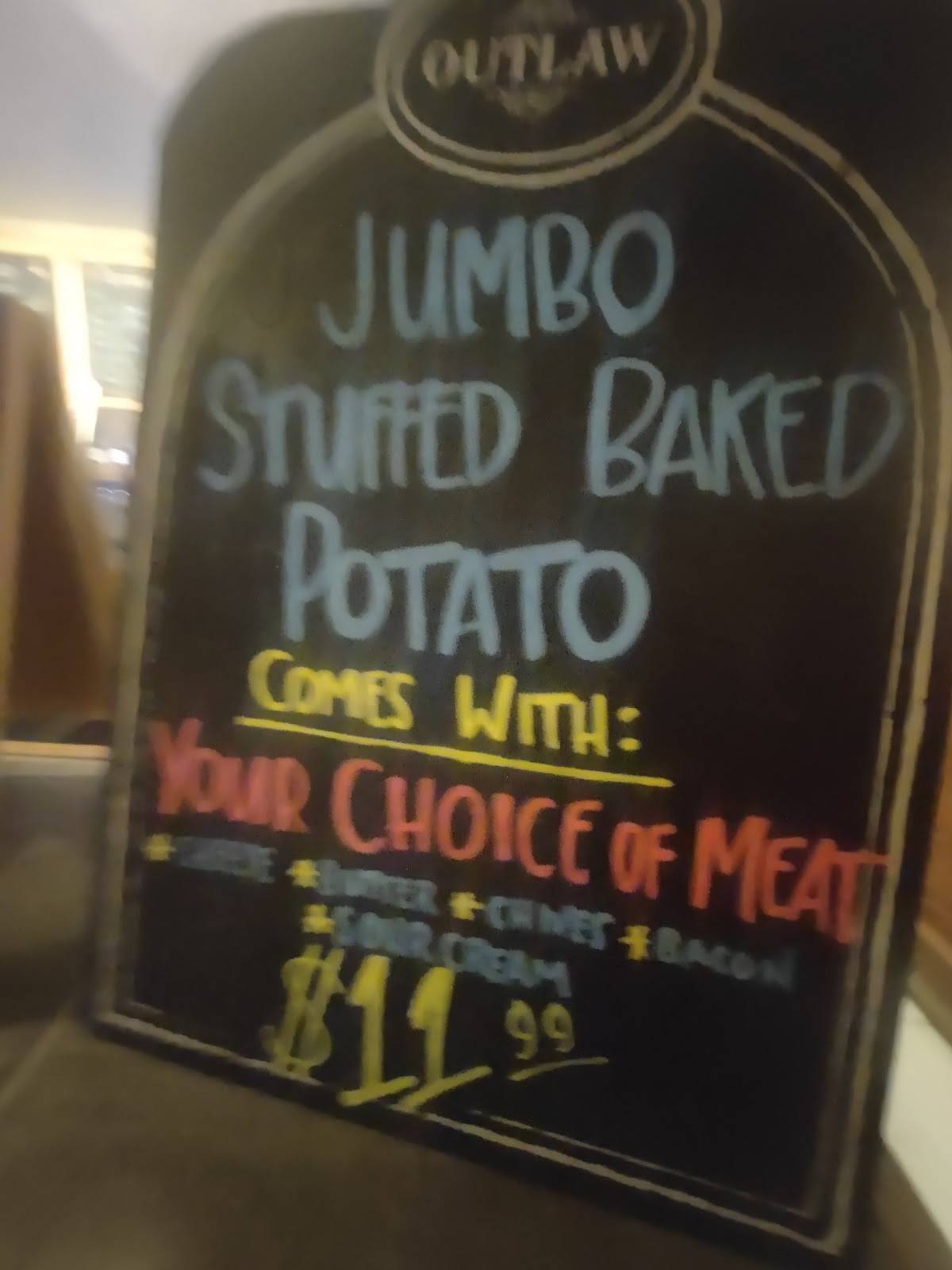 Menu at Outlaw Burgers & BBQ, Justin