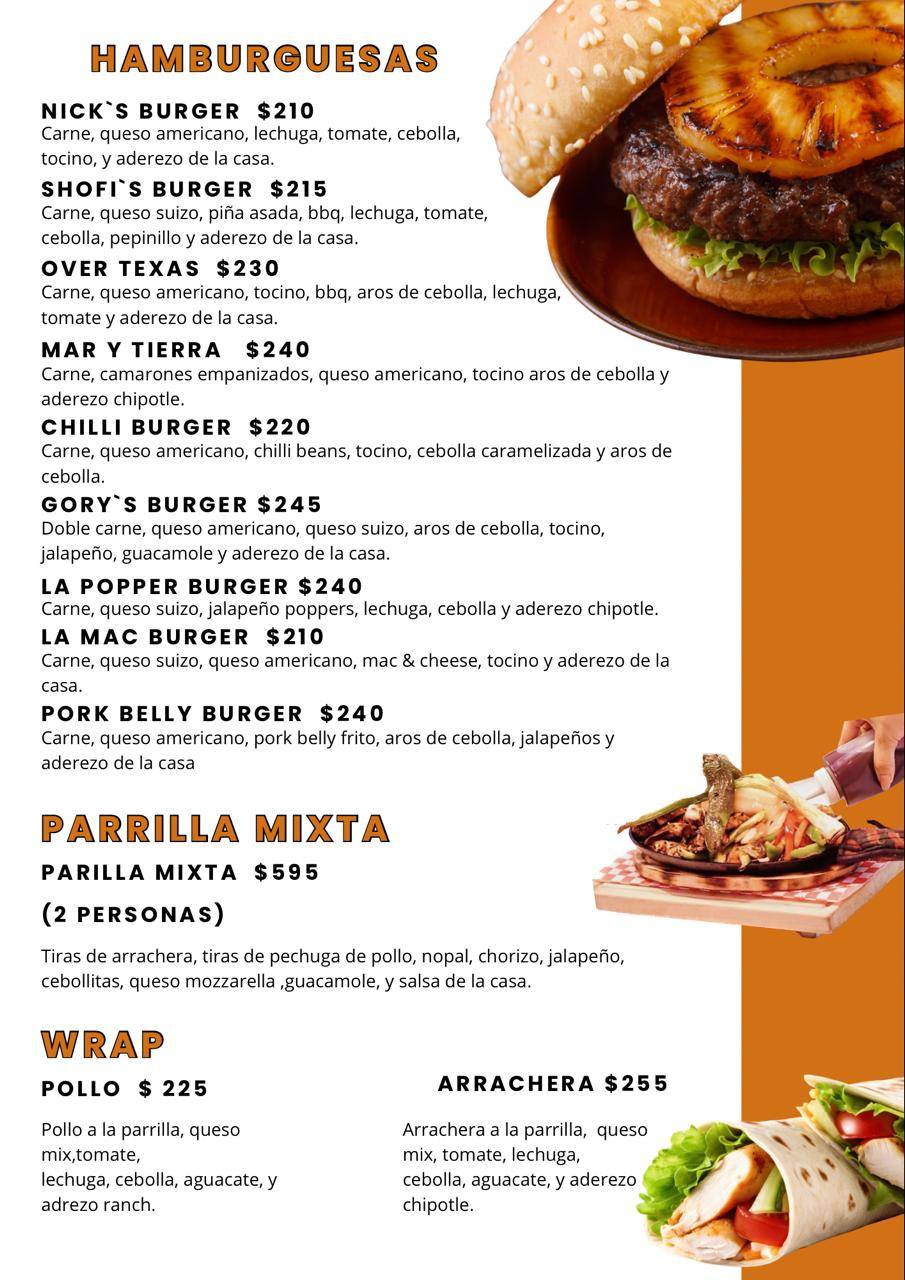Menu at Overtime Sports Bar, Ensenada