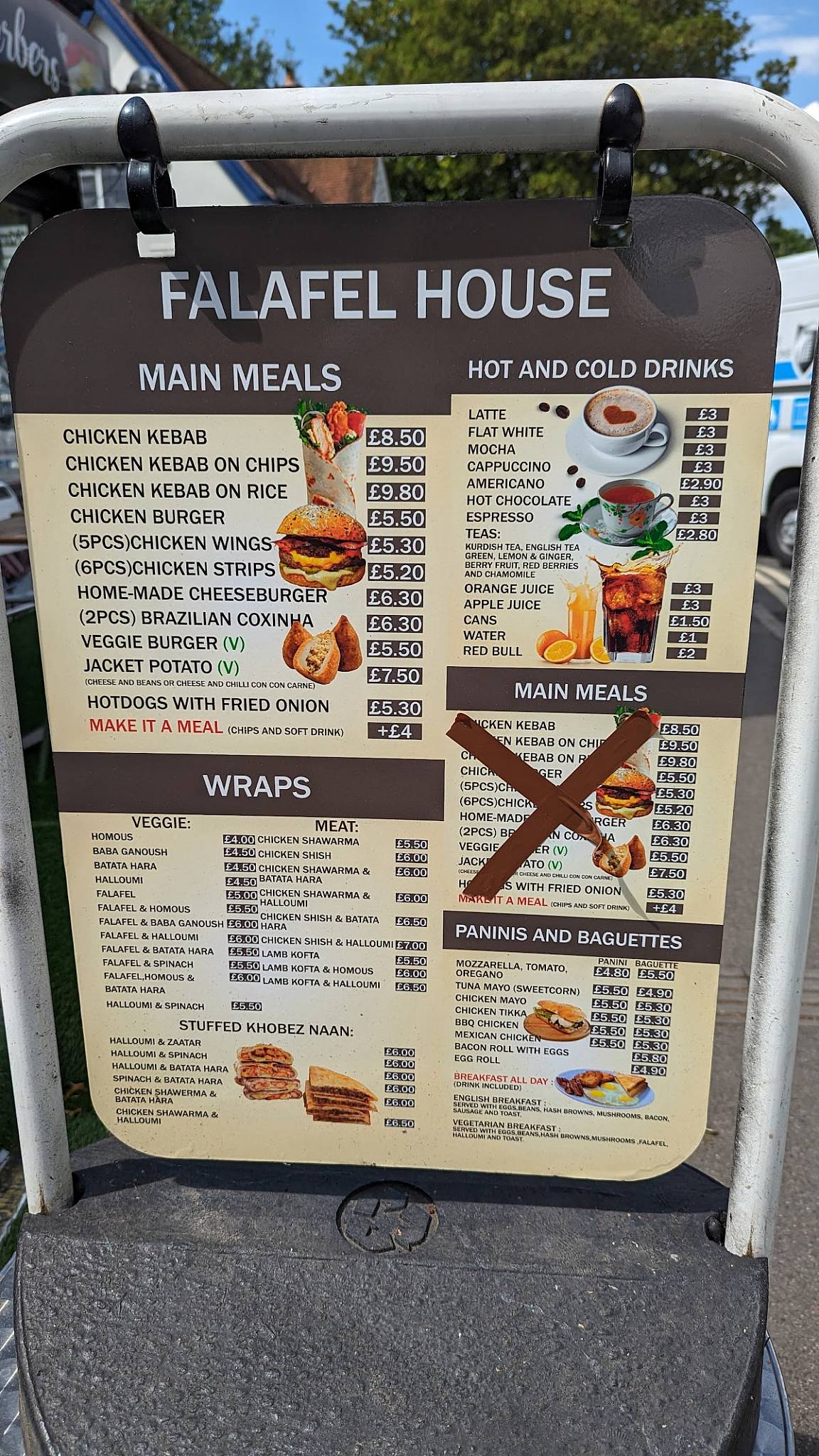 Menu at Falafel House restaurant, Oxford, 42A Abingdon Rd