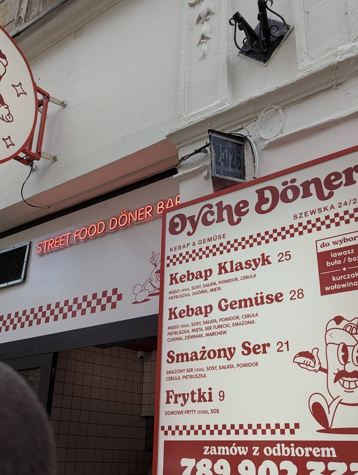 Menu at Oyche Döner restaurant, Wrocław