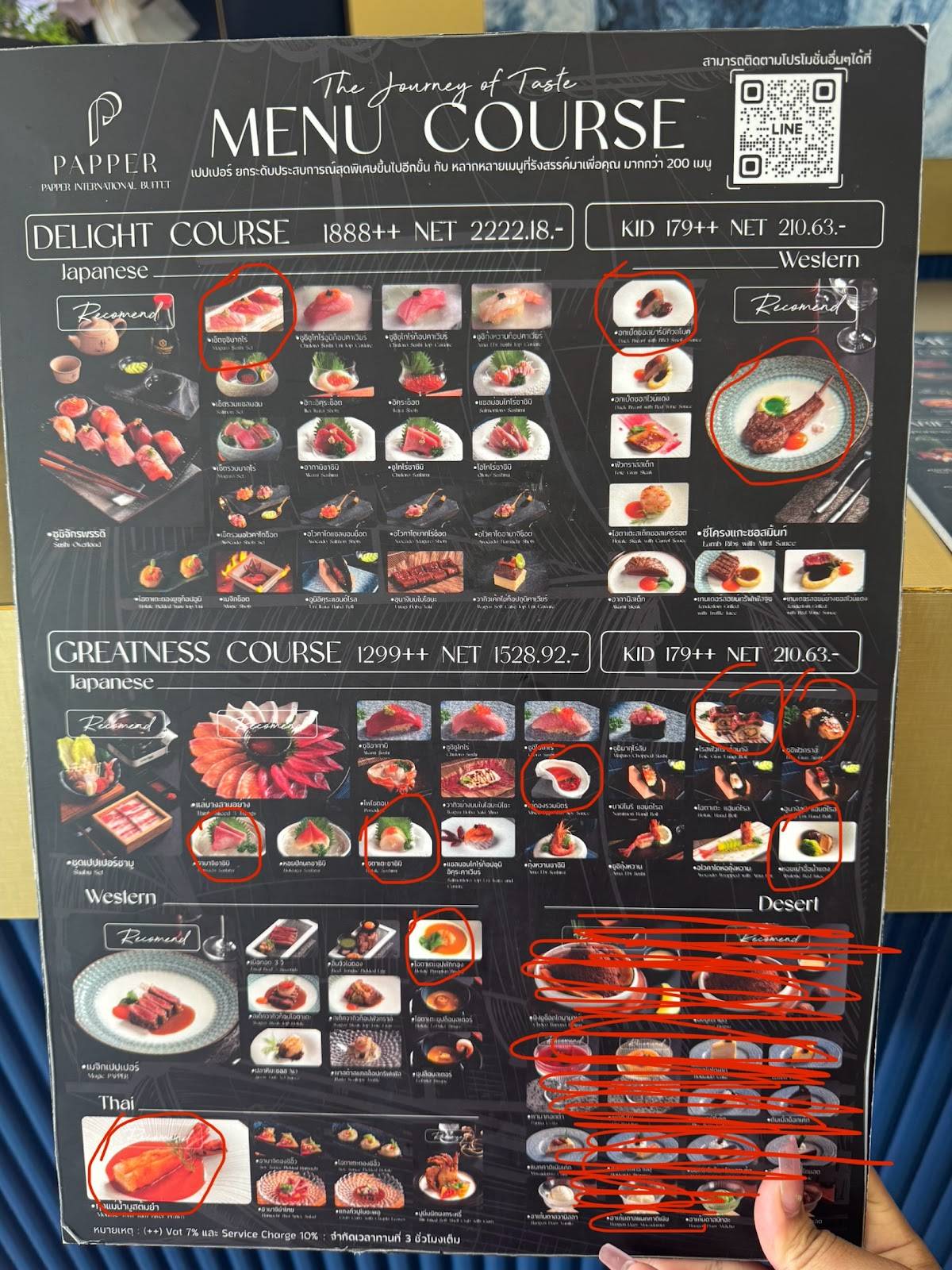 Menu at PAPPER International Buffet restaurant, Ang Sila