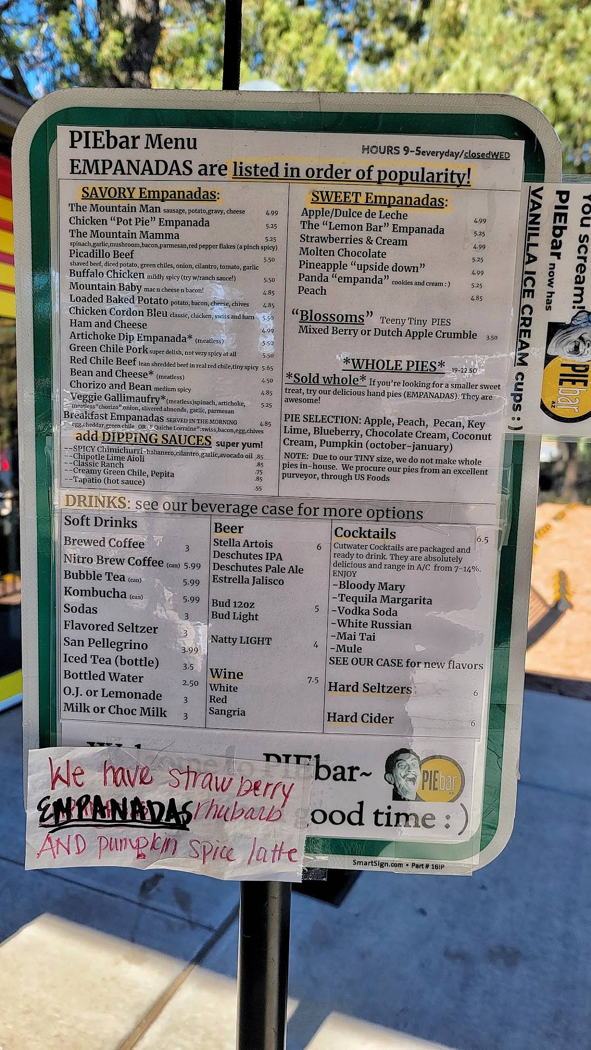Menu at PIEbar AZ, Strawberry