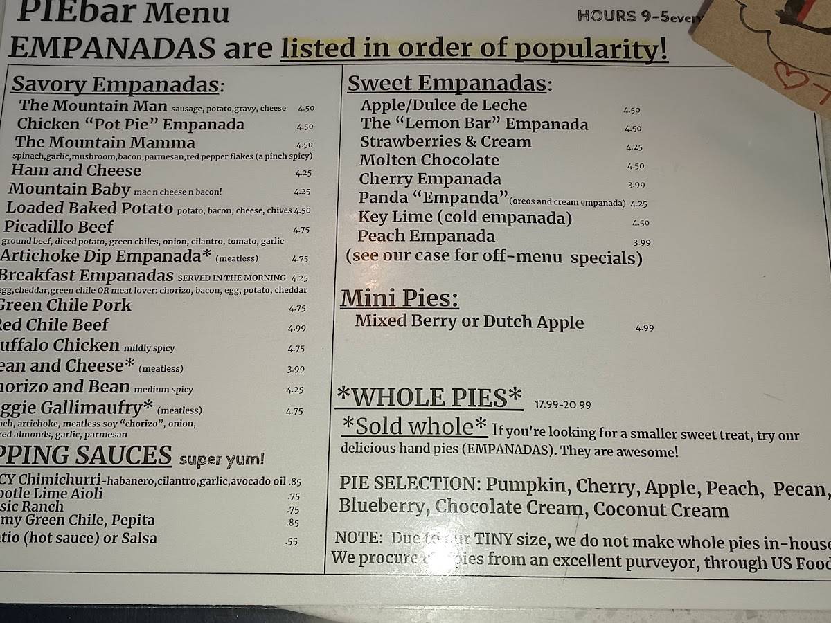 Menu at PIEbar AZ, Strawberry