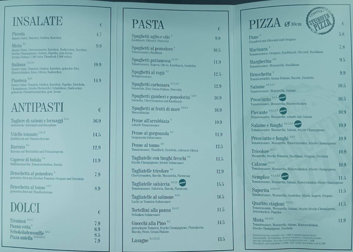 Pinoteca Pizza Pasta Vinobar Karte