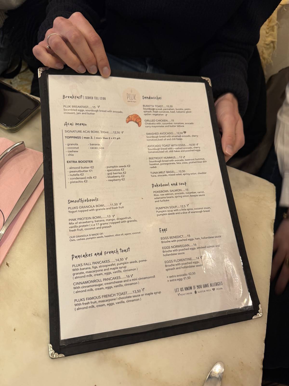 Menu at PLUK Amsterdam pub & bar, Amsterdam, Reestraat 19