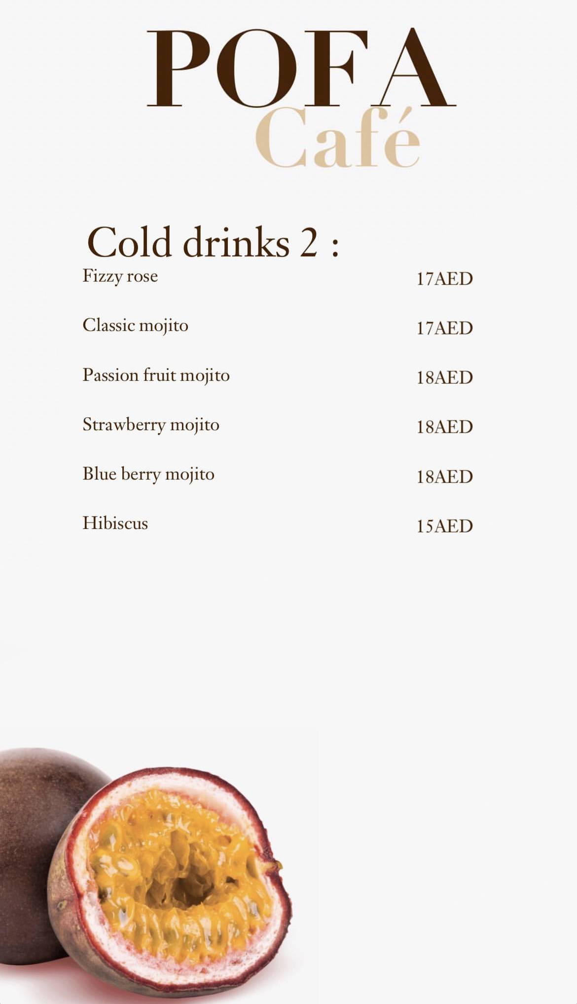 Menu at POFA Cafe Al Ain, Al Ain
