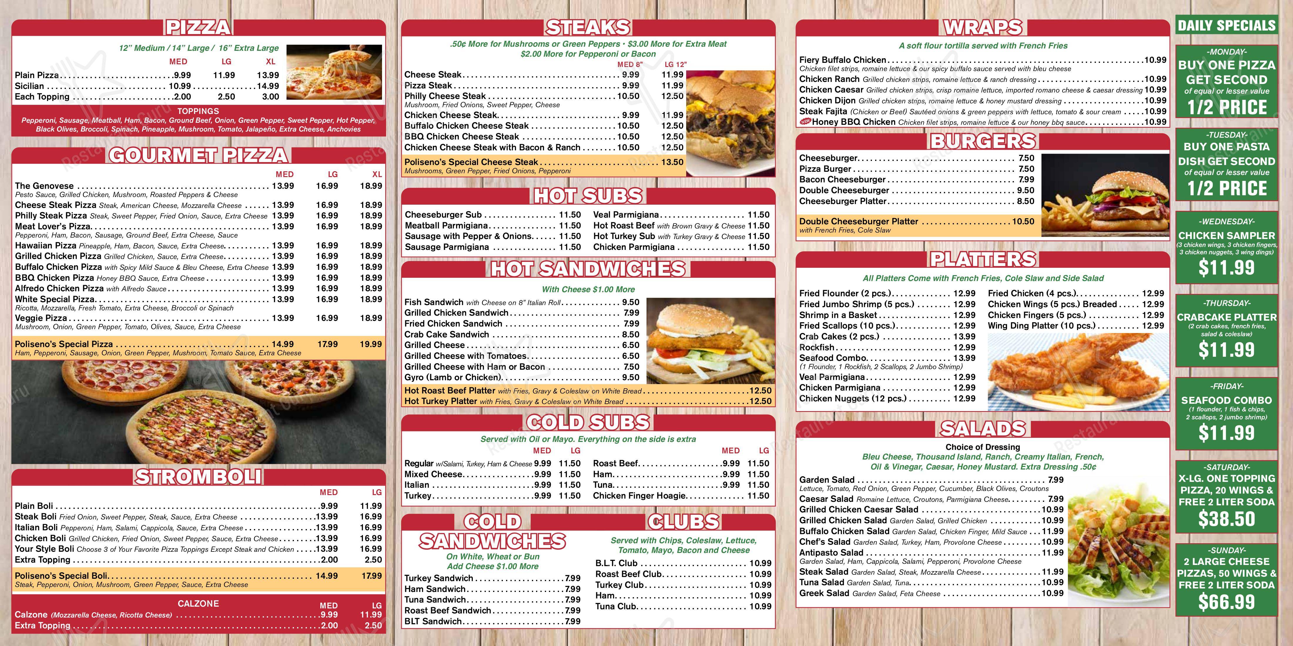 Menu at POLISENOS PIZZERIA DOVER LOCATION, Dover