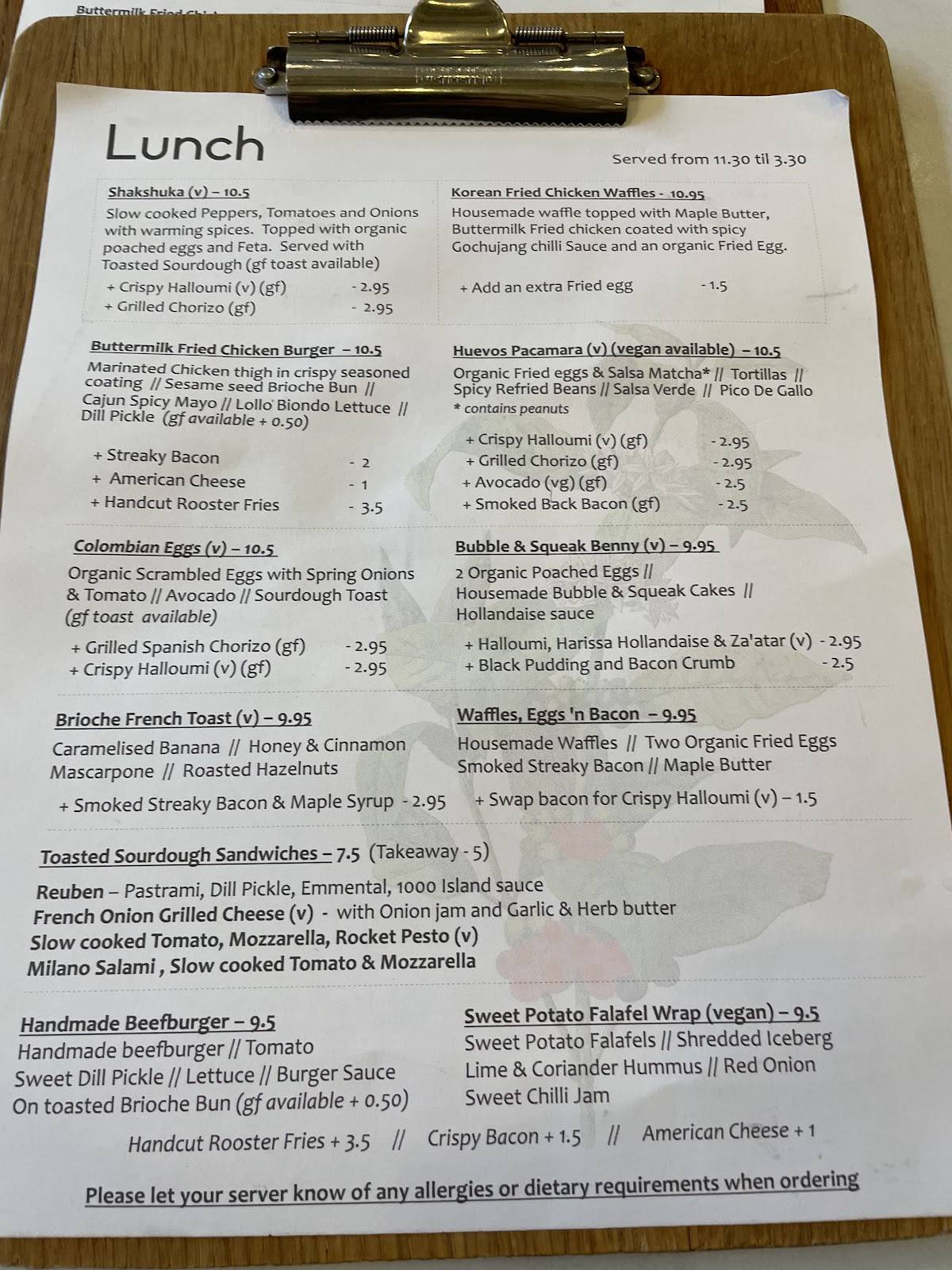 Menu at Pacamara Food & Drink cafe, Dundee