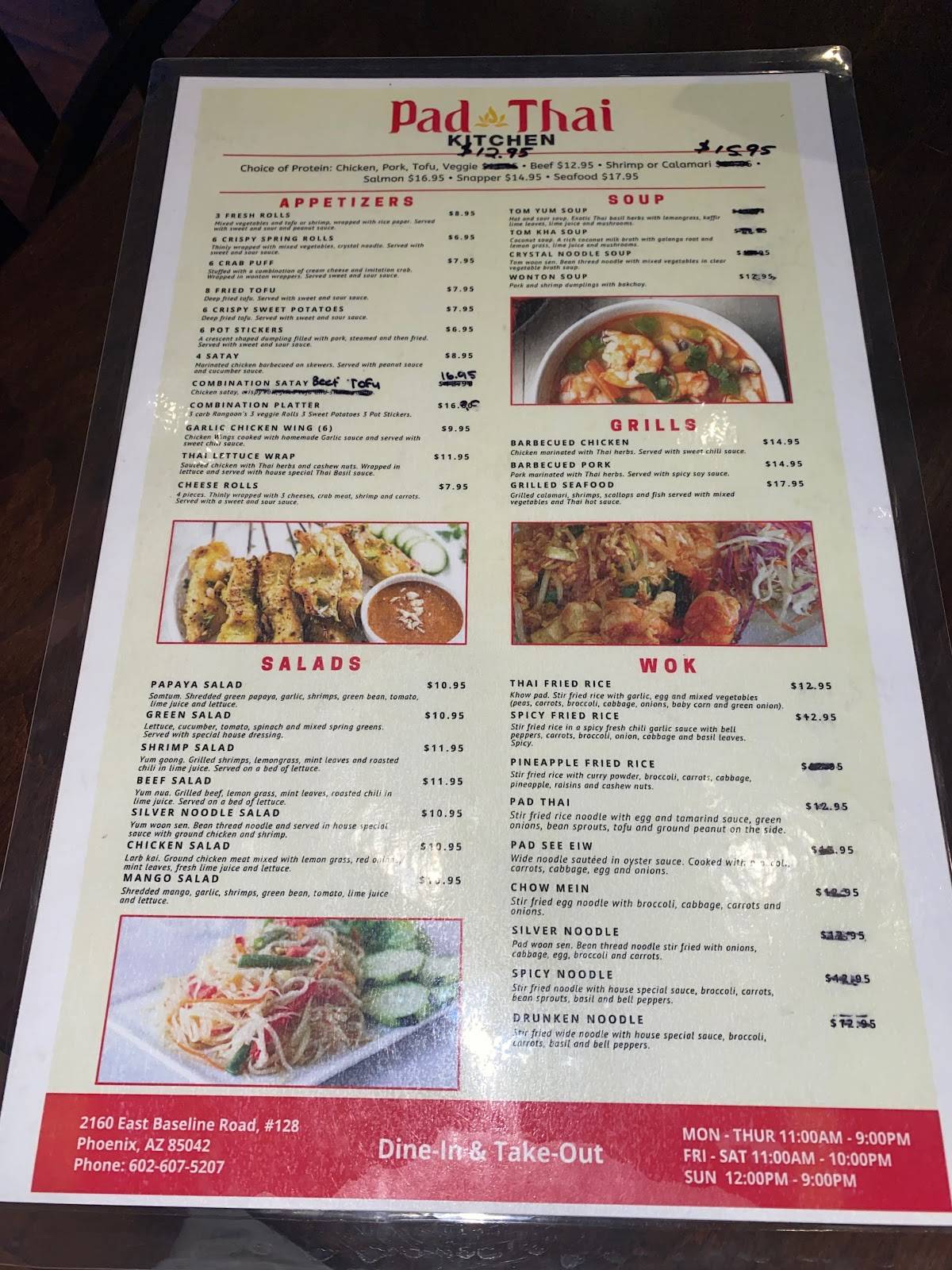 Menu at Pad Thai Kitchen restaurant, Phoenix